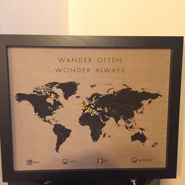 Life is A Journey Pushpin Travel Map • World Map Wall Art • Travel Map ...