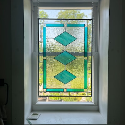 Iridescent Blue Stained Glass Panel Home Decor - Etsy