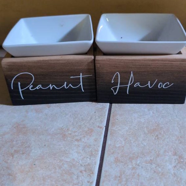 Modern Square Dog Bowl Set | Elevated Pet Feeder | Porcelain Pet Bowls ...