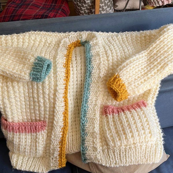 My Big Comfy Ribbed Cardi Knitting Pattern, Easy Knit Sweater Pattern ...