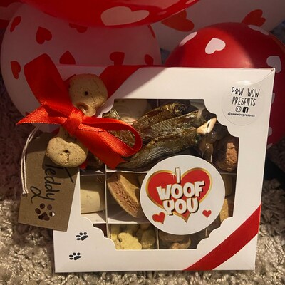 Valentines Dog Treat Box Personalised Dog Valentines Day Gift Dog ...