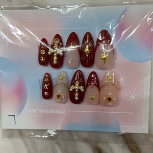 Ombre White Saturn Crystal Hand Painted Nails /y2k Nails /custom Press ...