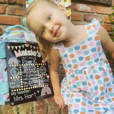 Preschool 1st Day of School, Rainbow First Day Reusable Sign, 1st Day ...