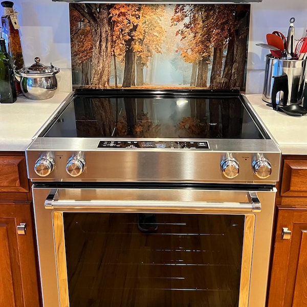 Tempered Glass Stove Backsplash Panel, Stove Back Cover, Kitchen Decor ...