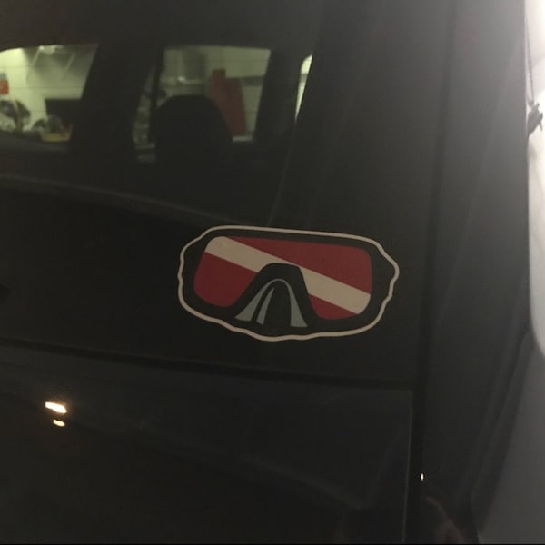 Diver Down Mask Sticker Scuba Dive Diving Tank Gear Cup Cooler Laptop ...