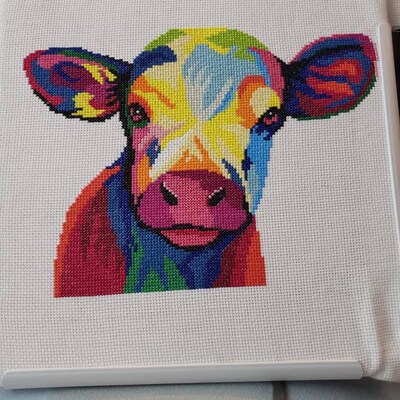 Colorful Calf Cross Stitch Pattern Abstract Rainbow Cow Cross Stitch ...