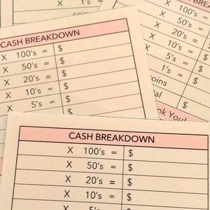 Cash Breakdown Printable Post It Note Sticky Note Template 3 Inch X 3 ...