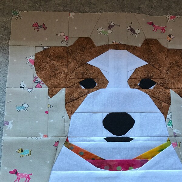 The Jack Russell Terrier Dog Block #38 - 10 Inch PDF Paper Piecing ...