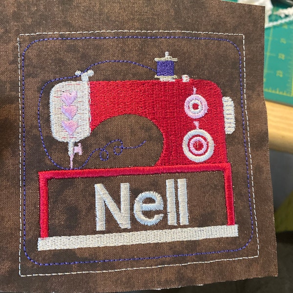 Sewing Machine Name Tag Embroidery Design for Embroidery Leather ...