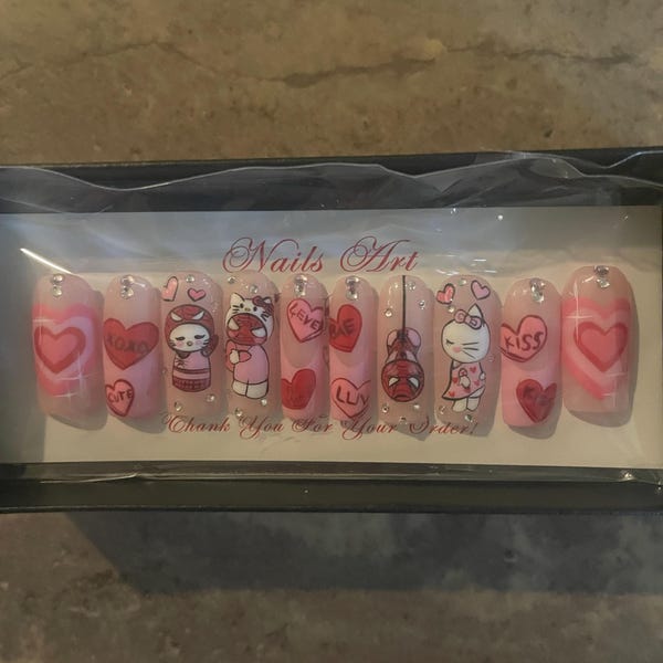 Unique Dice Nails Press on Nails, Crystal Leopard With Charm Fake Nails ...