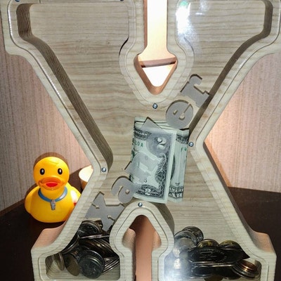 Personalized Money Box for Kids Wooden Coin Bank for Boys - Etsy