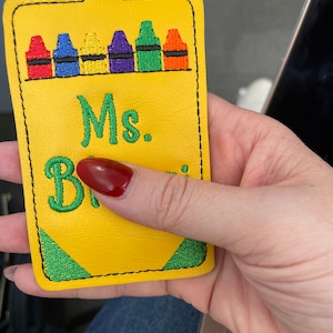 Personalized Crayon ID Badge Holder Pencil Employee ID Holder Teacher ...