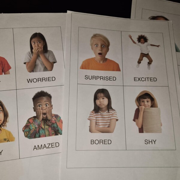 24 EMOTIONS Montessori Flashcards, Calming Down Corner Feelings Game ...