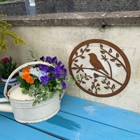 Metal Owl Fence Topper Garden Art Outdoor Ornaments Rusted Sculpture ...