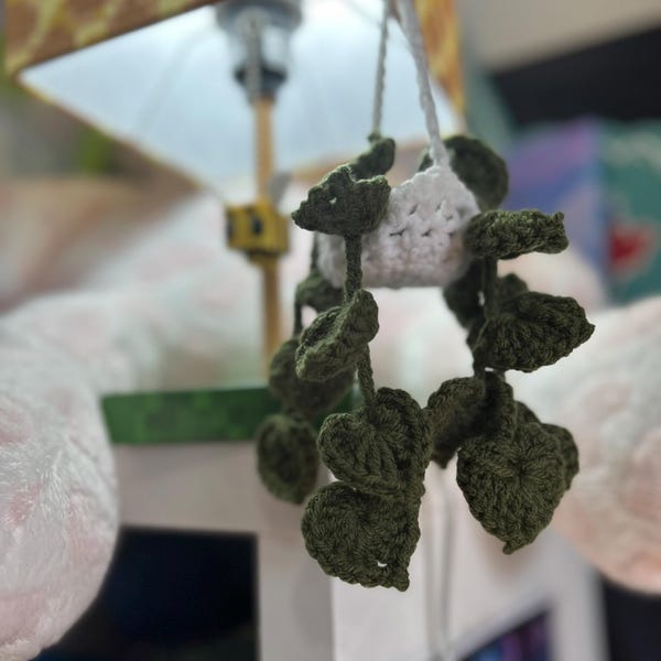 Pothos Plant Crochet Pattern, Car Hanging Plant Pattern, Car Hanging ...