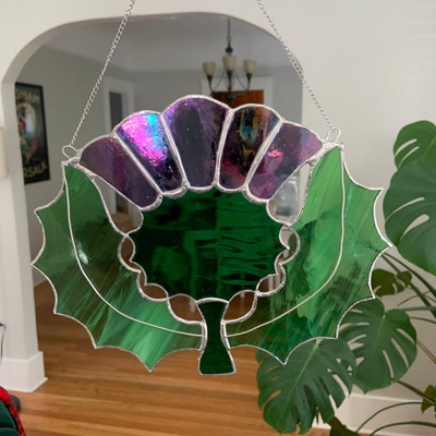 Scottish Thistle Easy Stained Glass Pattern, Scotland Flower Suncatcher ...