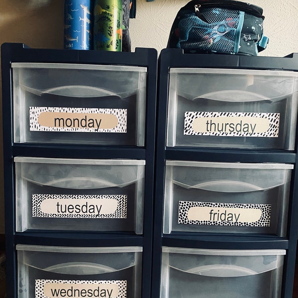 Neutral Classroom Decor 10 Drawer Rolling Cart Teacher Trolley Labels ...