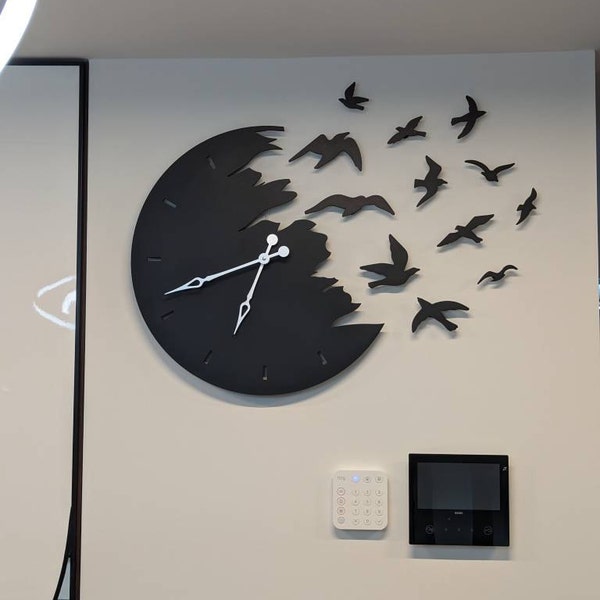 Birds Wall Clock, Bird Flying Clock, Modern Wall Clock Unique ...