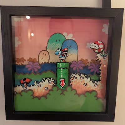 Yoshi's Island down the Pipe 3D Shadow Box for Gamers Handmade Wall Art ...