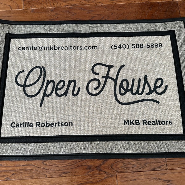 Open House Mat - Real Estate Agent Doormat Welcome Mat - Personalized ...