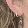 Gold Chain Connected Hoop Earring: Double Piercing Huggies, Helix to ...