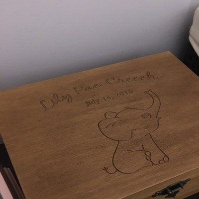 Personalized Baby Memory Box Baby Keepsake Box Elephant - Etsy