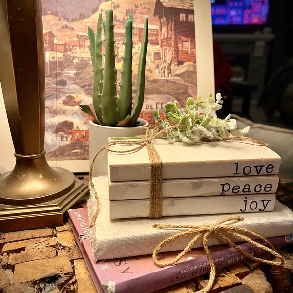 Stamped Stacked Books, Love Story Bookstack, Love Story Gift, Farmhouse ...