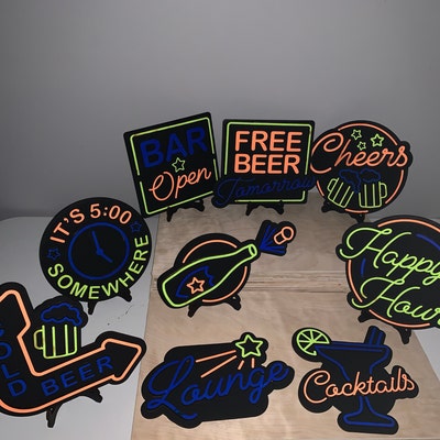 Bar Neon Style Signs SVG Laser Cut Files for Glowforge Cutter Artwork ...