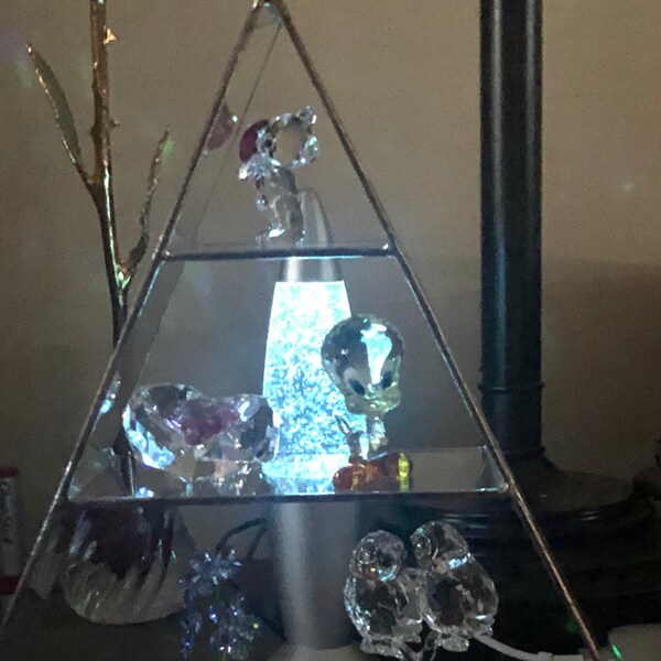 9 and 10 Tall Glass Pyramid Display Shelf Show off Those Treasures and ...