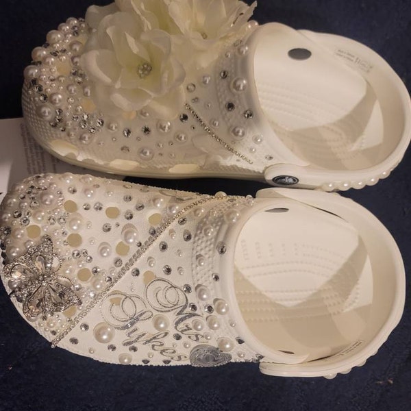 Bride Elegant Wedding Crocs Comfortable Shoes for Brides, Bridal Party ...