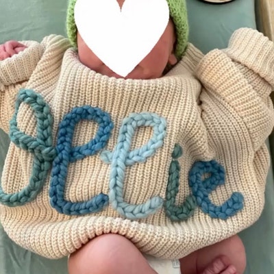 CUSTOM BABY TODDLER Sweater, Hand Embroidered Knit Sweater - Etsy