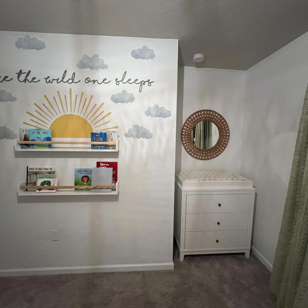 Large Boho Half Sun Watercolor Wall Decal - Nursery Decor, Kids Room ...