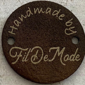 1.25 Round Vegan Leather Knitting Labels Custom | Etsy