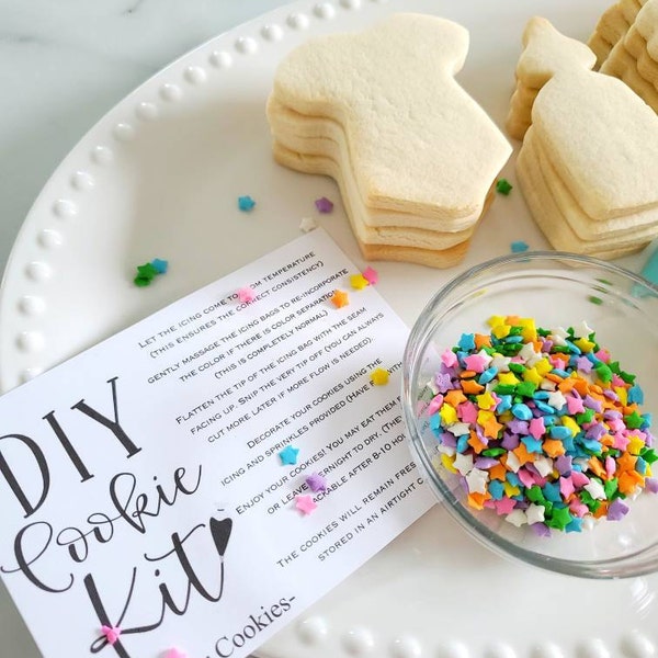 Printable Spring DIY Cookie Kit Instruction Card Black Piping Bag 3.5 X ...