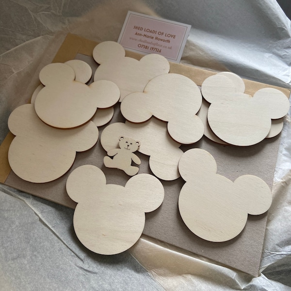 Pack of 10 Unpainted Laser Cut Minnie Mickey Mouse Heads With Choice of ...