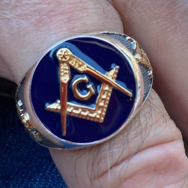 Masonic Ring Blue Lodge Signet Ring Master Mason Freemason Jewelry Gift ...