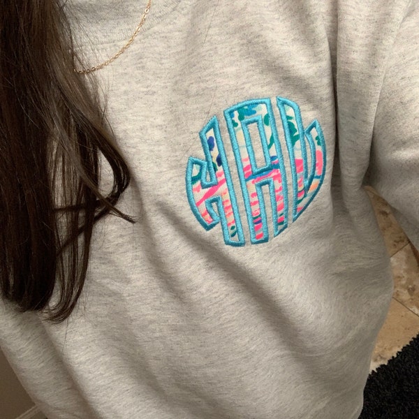 Preppy Embroidered Monogrammed Sweatshirt Pullover - Colorful Monogram ...