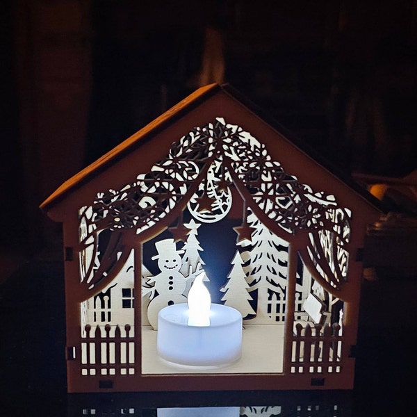Winter Wonderland Lantern – Cozy Forest Scene Snowy Miniature House ...