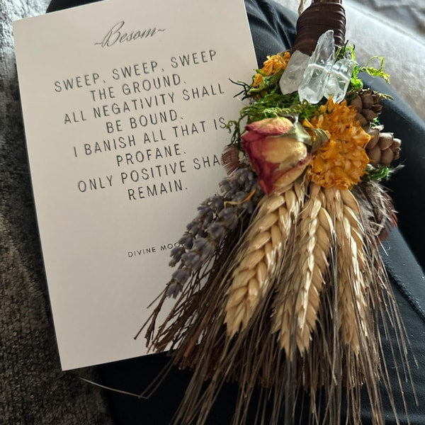 Floral Witchy Broom, Besom, Boho Dried Flowers. Woodland Witch. Green ...