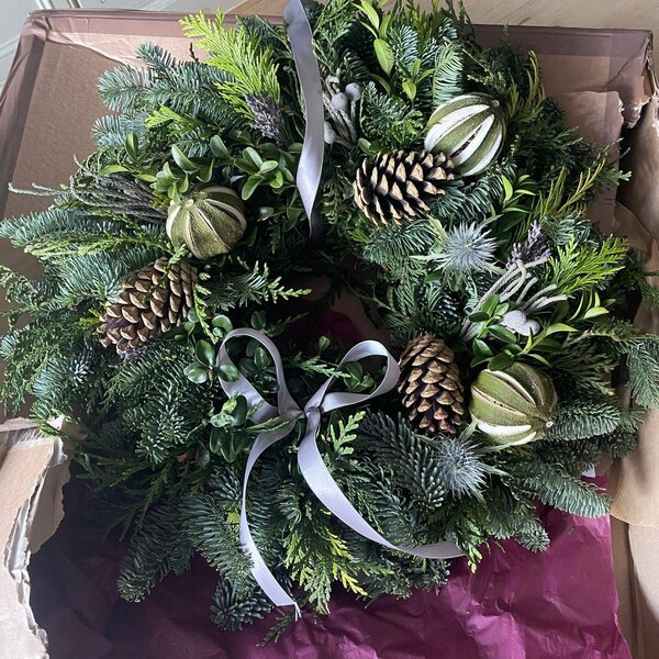 Fresh Christmas Door Wreath Modern Luxury - Etsy