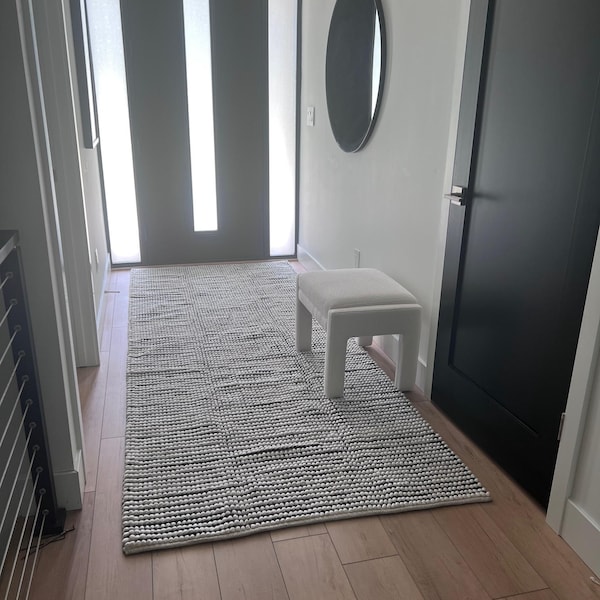 Handwoven Wool Rug Runner, Black White Wool Runner Rug, Entryway ...