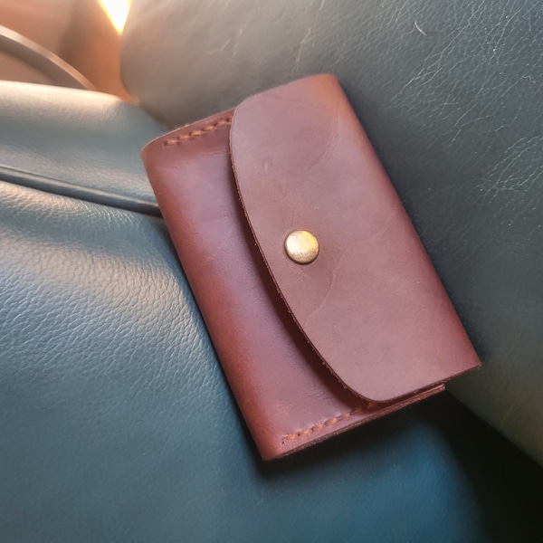 Leather Card Case, Mini Card Holder, Handmade Cardholder, Handcrafted ...