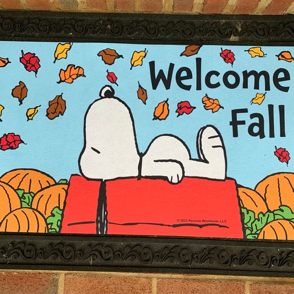 Peanuts Snoopy Fall Welcome Mat Porch Decor, Outdoor Autumn Pumpkin ...