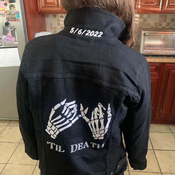 Until Death Embroidered Denim Jacket Til Death Customisable Day Jacket ...