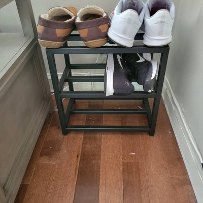 Hallway 2 Tier Metal Shoe Rack Entryway Modern Custom Shoe Organizer ...