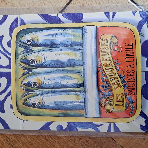 Printable Four Watercolor Sardines in a Vintage Tin, Sardines Wall Art ...