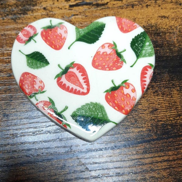 Strawberry Spoon Rest, Coffee Bar Rest, Ceramic Utensil Holder ...