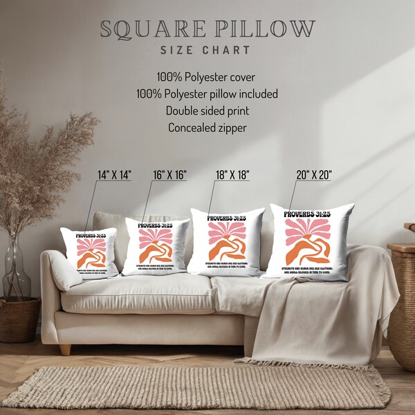 Pillow Mockup Size Chart Boho Throw Pillow Canva Template Drag and Drop ...