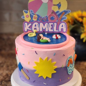 Personalized Pool Party Birthday Cake Topper Beach Cake Topper - Etsy