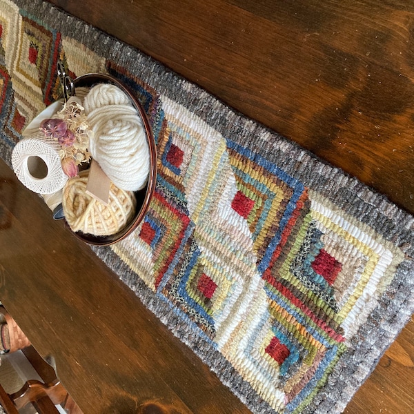 Rug Hooking PATTERN, Log Cabin Runner, 12" X 37" or 12" X 47", P163 ...